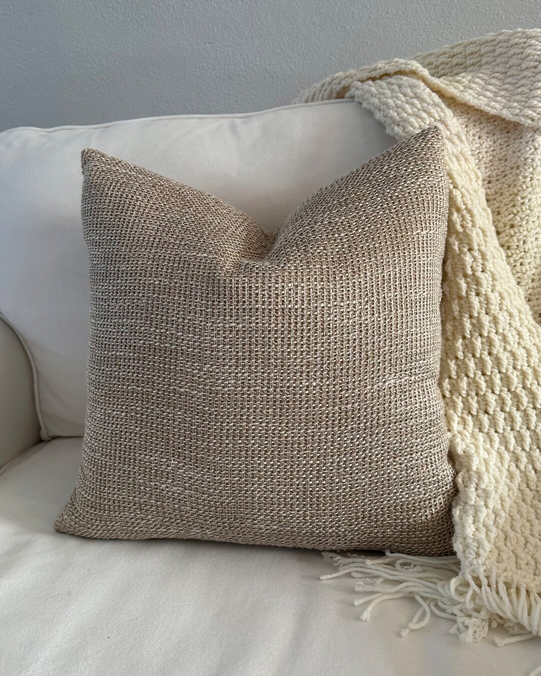 Silk Burlap Pillow Cover, Rustic Farmhouse Pillows, Neutral Decor ...