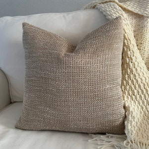 Silk Burlap Pillow Cover, Rustic Farmhouse Pillows, Neutral Decor ...