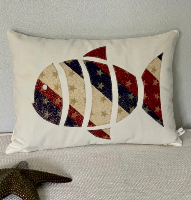 Fish Throw Pillow Applique Pillow Beach Pillows Beach - Etsy