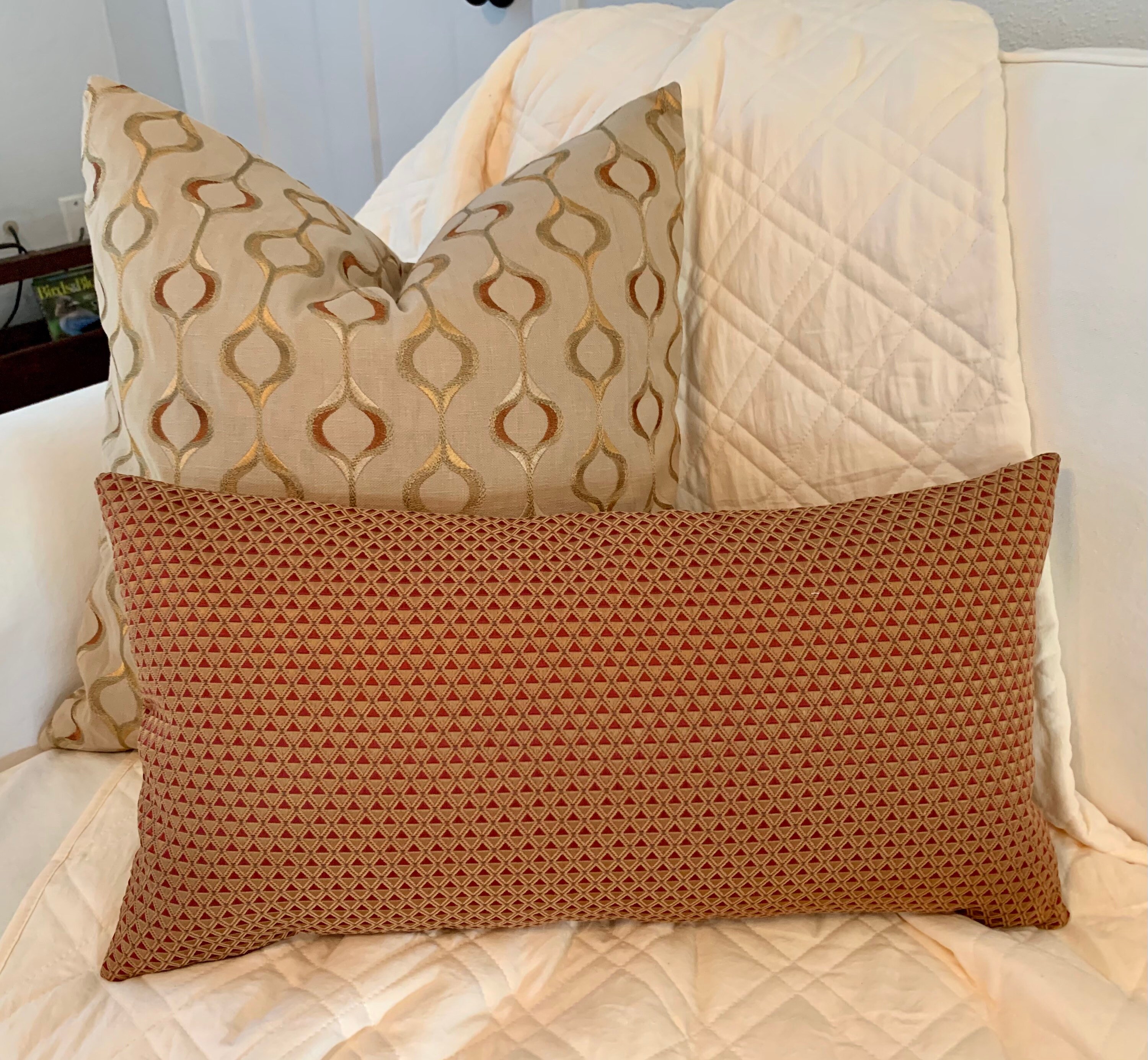 Red and Gold Pillow Red Toss Pillow 12x22 Inch Pillow With - Etsy Sweden