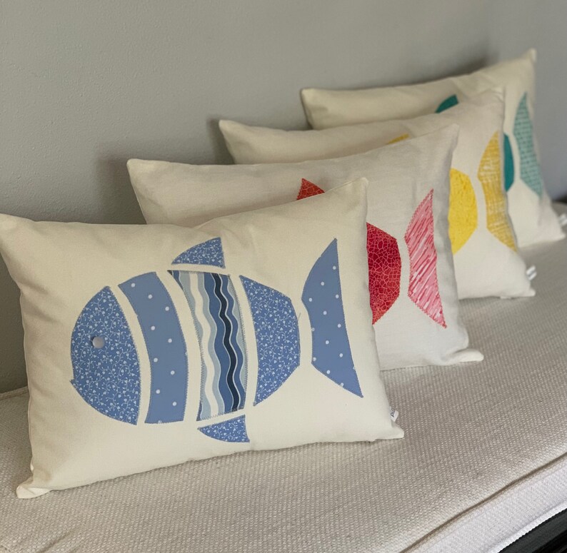 Fish Throw Pillow Applique Pillow Beach Pillows Beach - Etsy