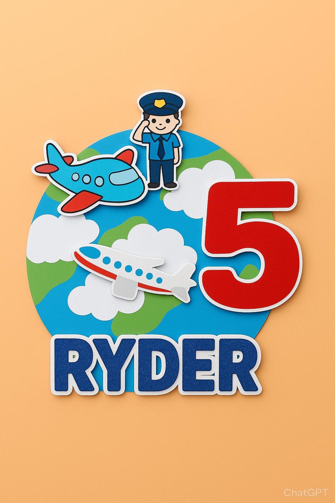 Childrens Cake Topper Plane Themed Personalised Age and Name - Etsy