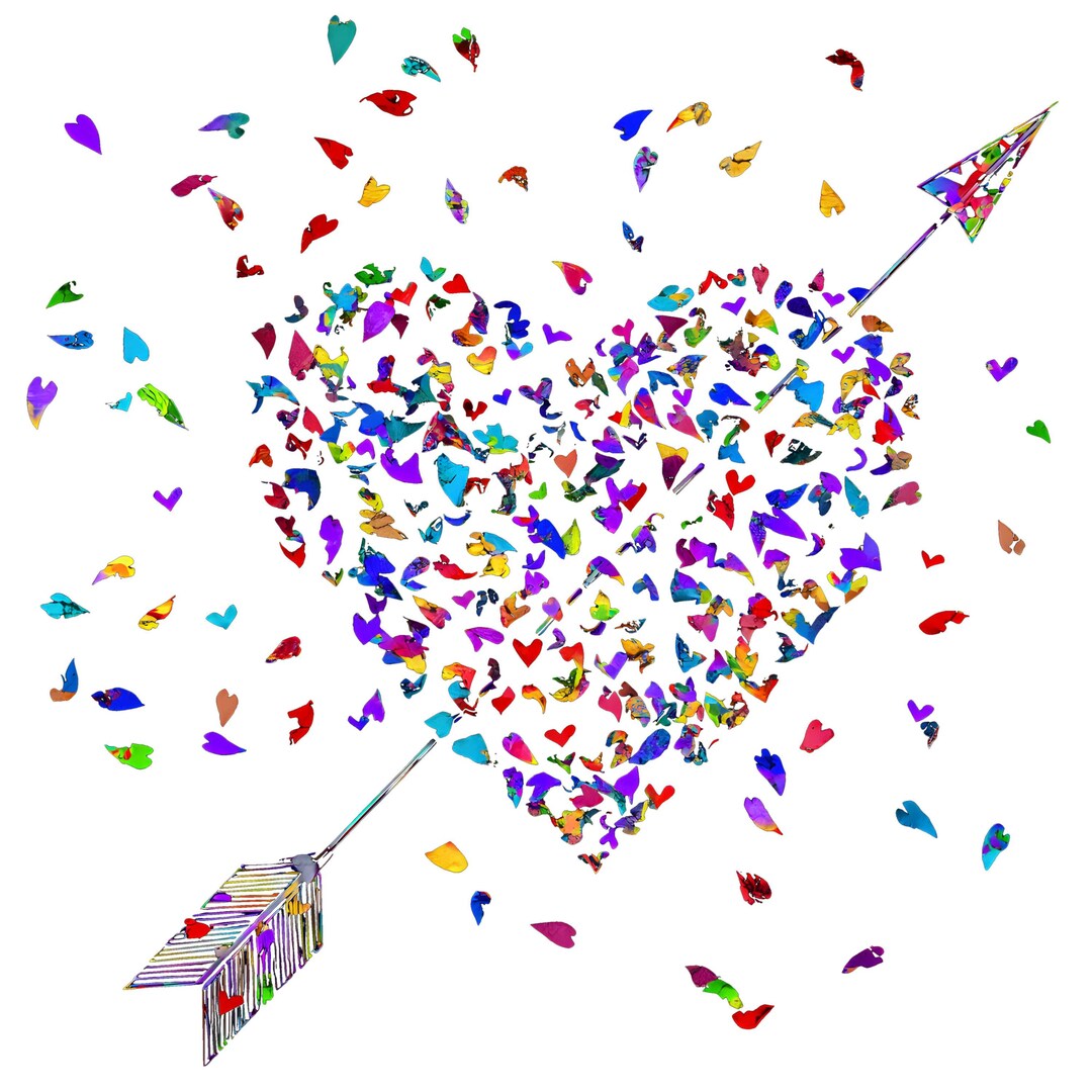 19 Colorful Heart Arrow Clipart Set – Confetti Heart With Arrow ...