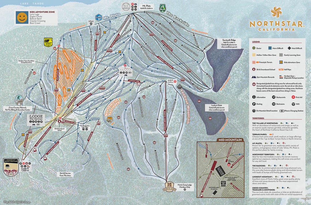 Northstar Ski Map on Blackback Fabric - Etsy