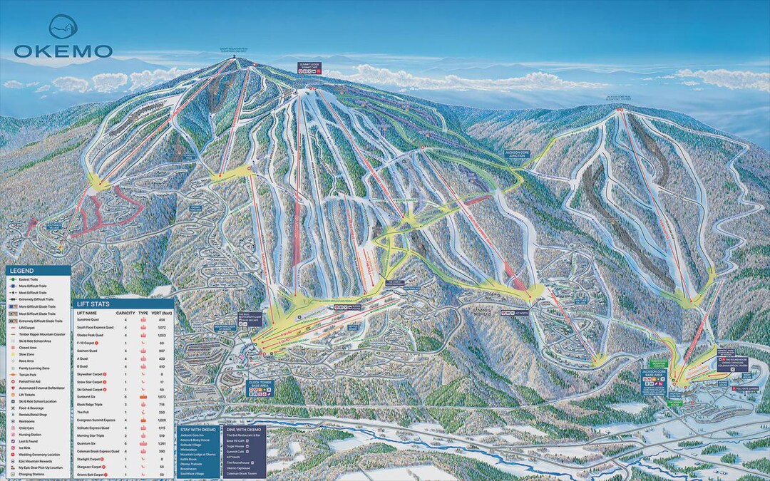Okemo Ski Map on Blackback Fabric - Etsy