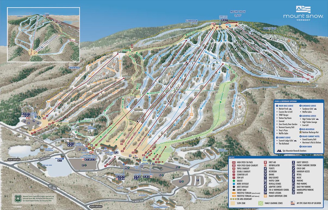 Mount Snow Ski Map on Foldable Tyvek - Etsy
