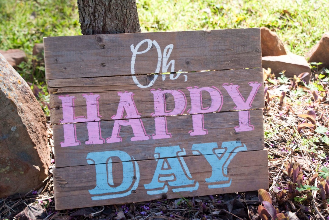 Oh Happy Day Wedding Sign Rustic Wood Sign - Etsy