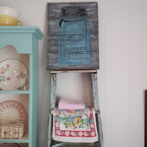 Ball Mason Jar Sign Rustic Blue Glass - Etsy