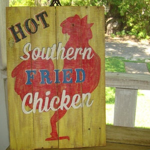 Southern Fried Chicken Sign Reclaimed Wood Rustic Hand - Etsy
