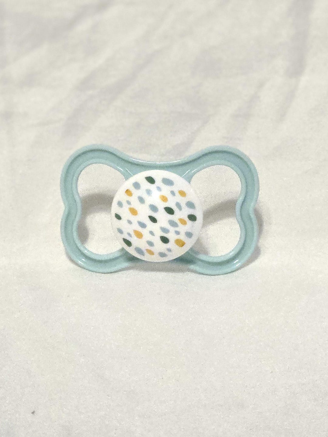 Reborn Baby Pacifier Baby Blue W Pale Green Dots Full Magnetic or Putty ...