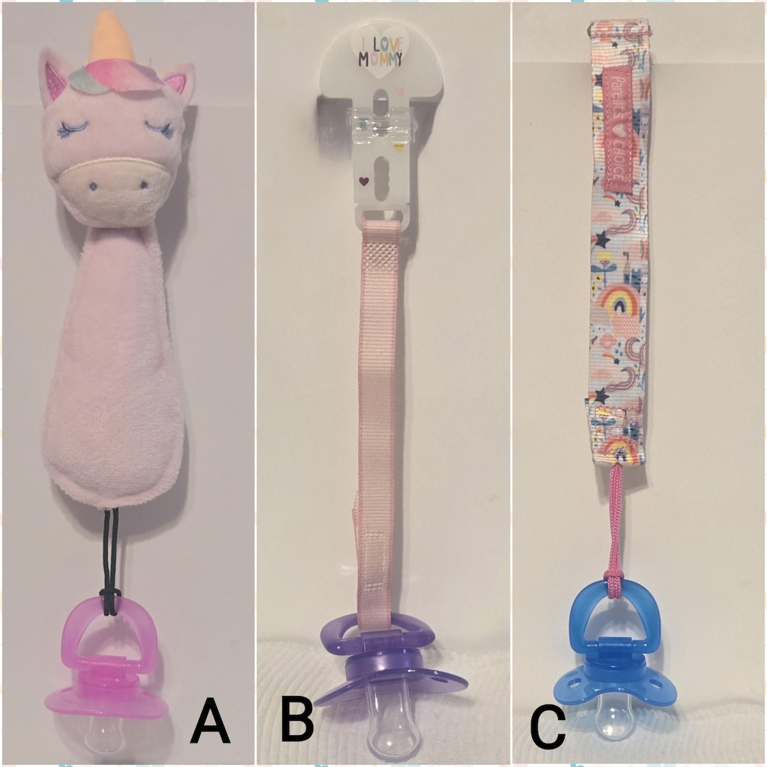 Reborn Baby Pacifier and Clip Rainbow Unicorn I Love Mommy Magnetic ...