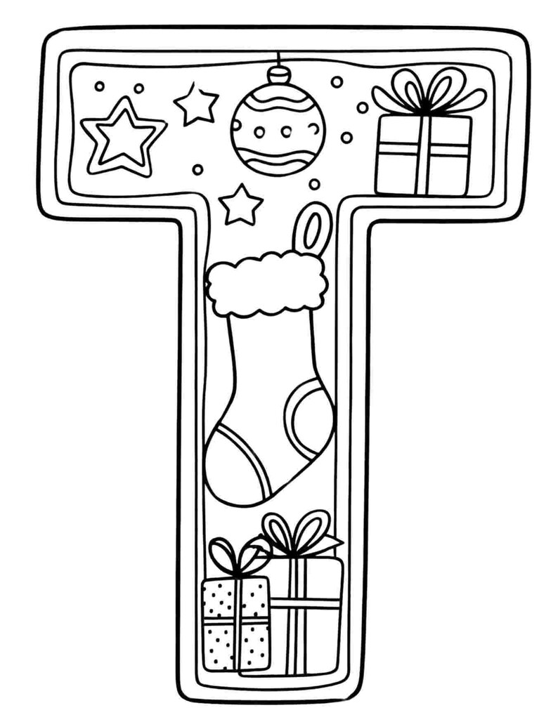 Christmas Alphabet Coloring Pages Bundle 52 Festive Designs for Kids - Etsy