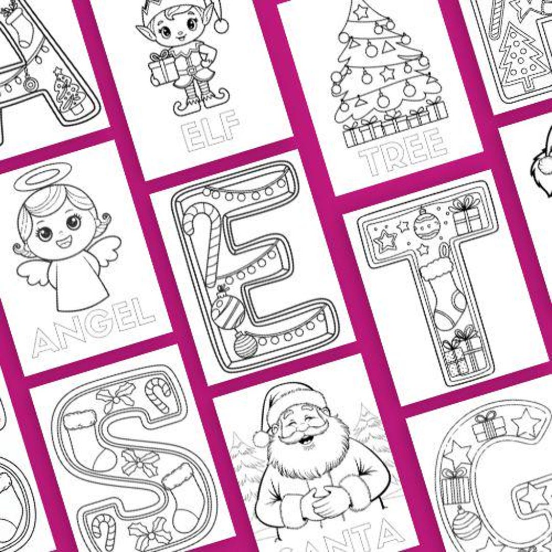 Christmas Alphabet Coloring Pages Bundle 52 Festive Designs for Kids - Etsy