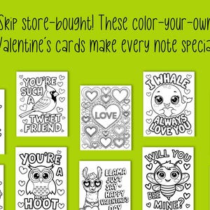 25 Colorable Valentine Card Printables in 2 Sizes - Etsy