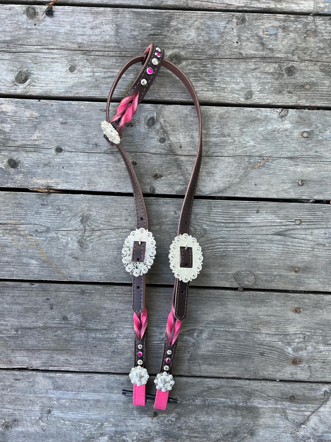 Handmade Pink Horse Headstall. Pink Twisted Leather. Silver Hardware ...