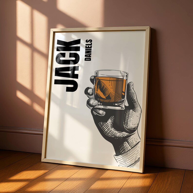 Jack Daniels Print • Whiskey Wall Art • Bar Decor for Men • Drinks ...
