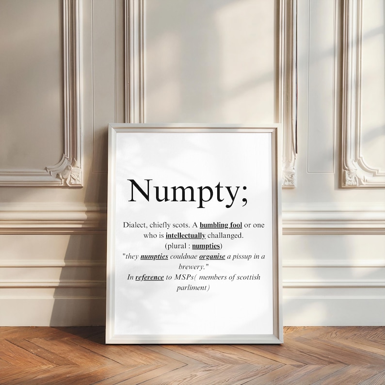 Minimalist Definition Print | Funny Scottish Slang Wall Art | Humorous ...