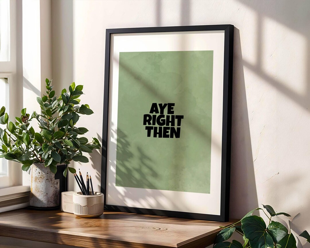 Aye Right Then Wall Art – Scottish Slang Print, Funny Quote Poster ...