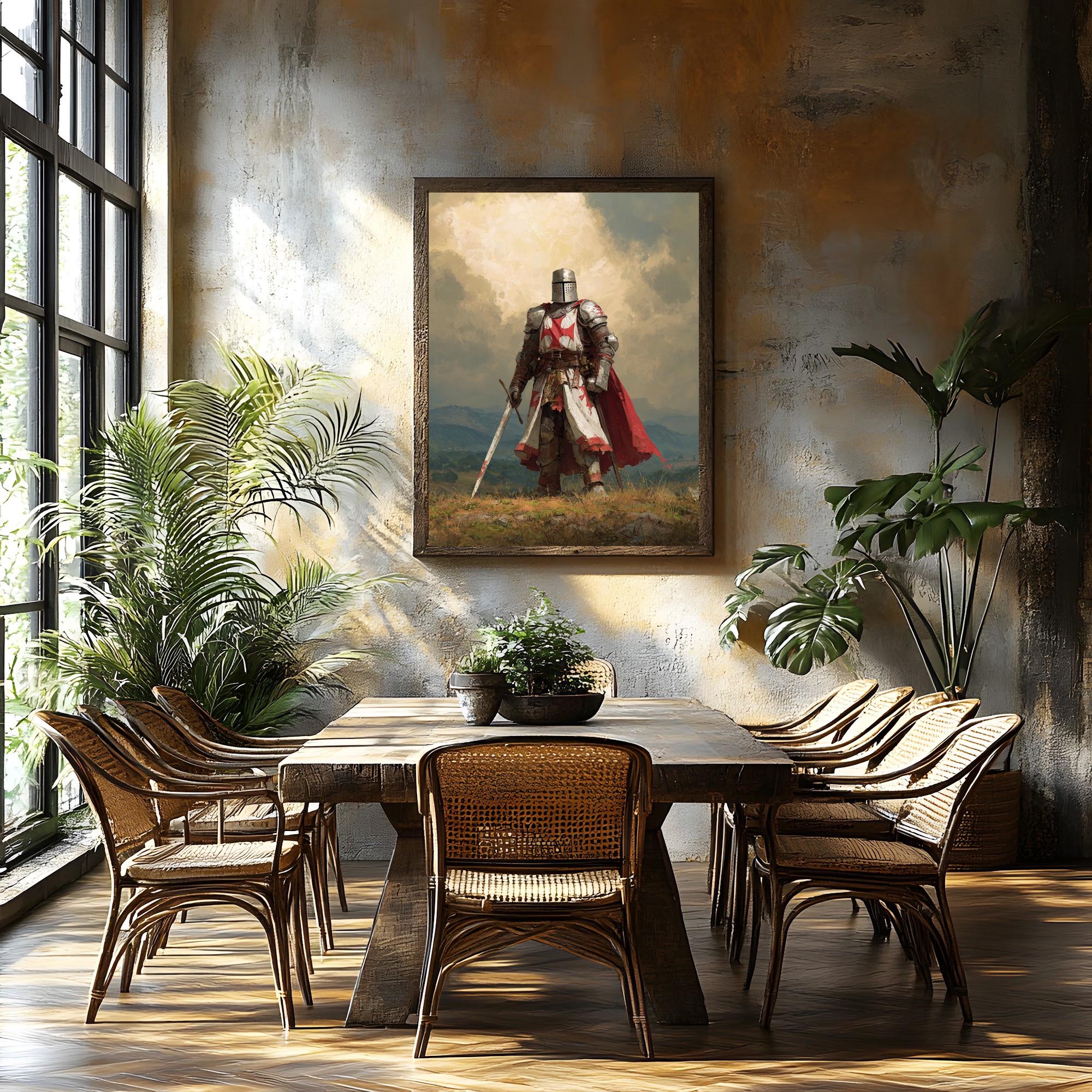 Medieval Knight Wall Art | Templar Crusader Poster | Armor Warrior ...