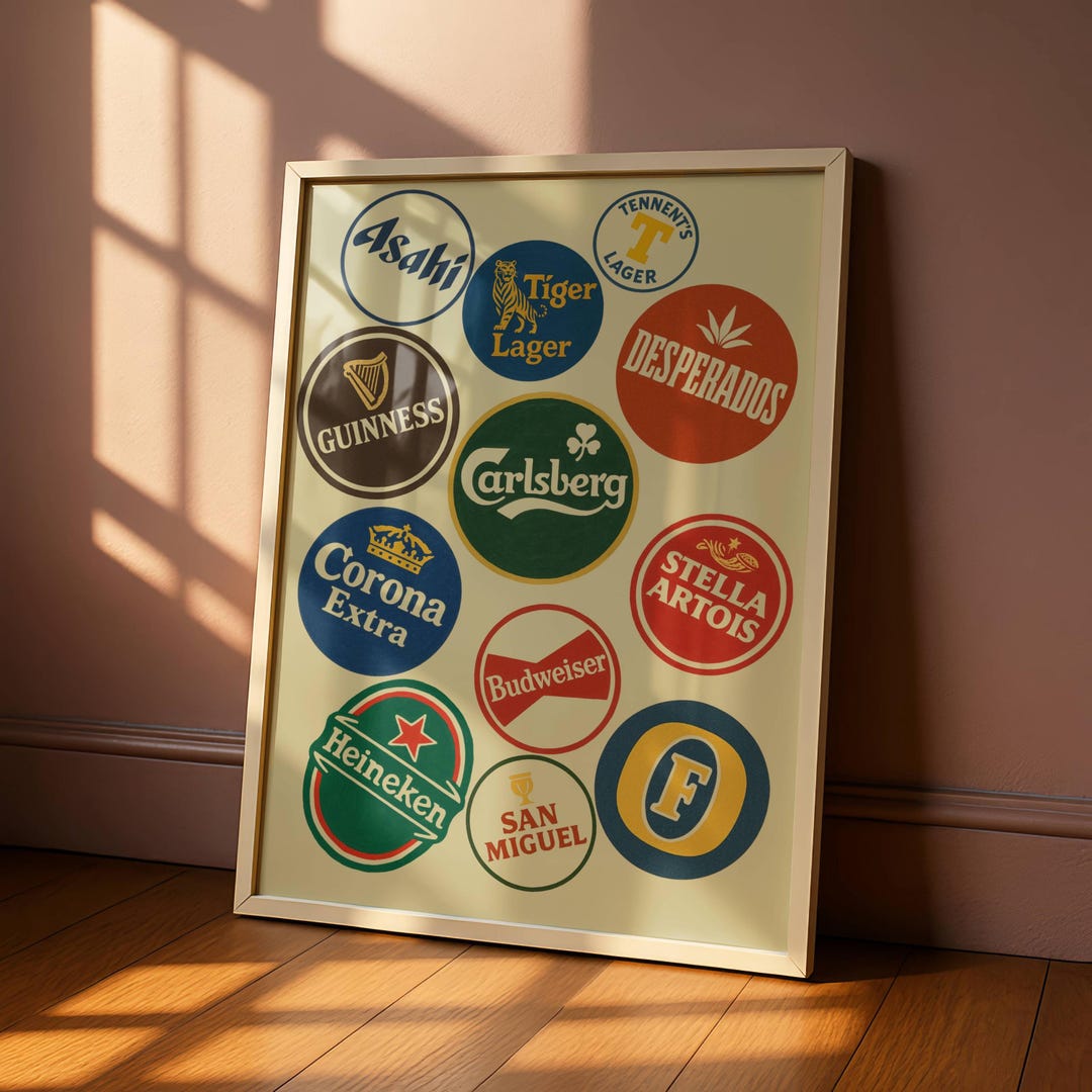 Beer Label Wall Art Print • Retro Bar Decor • Home Bar Gift for Him ...