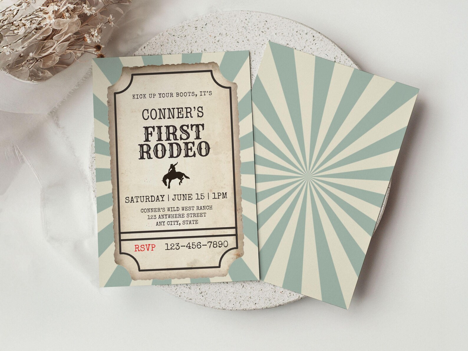 Editable First Rodeo Birthday Party Invitation, Printable and Digital ...