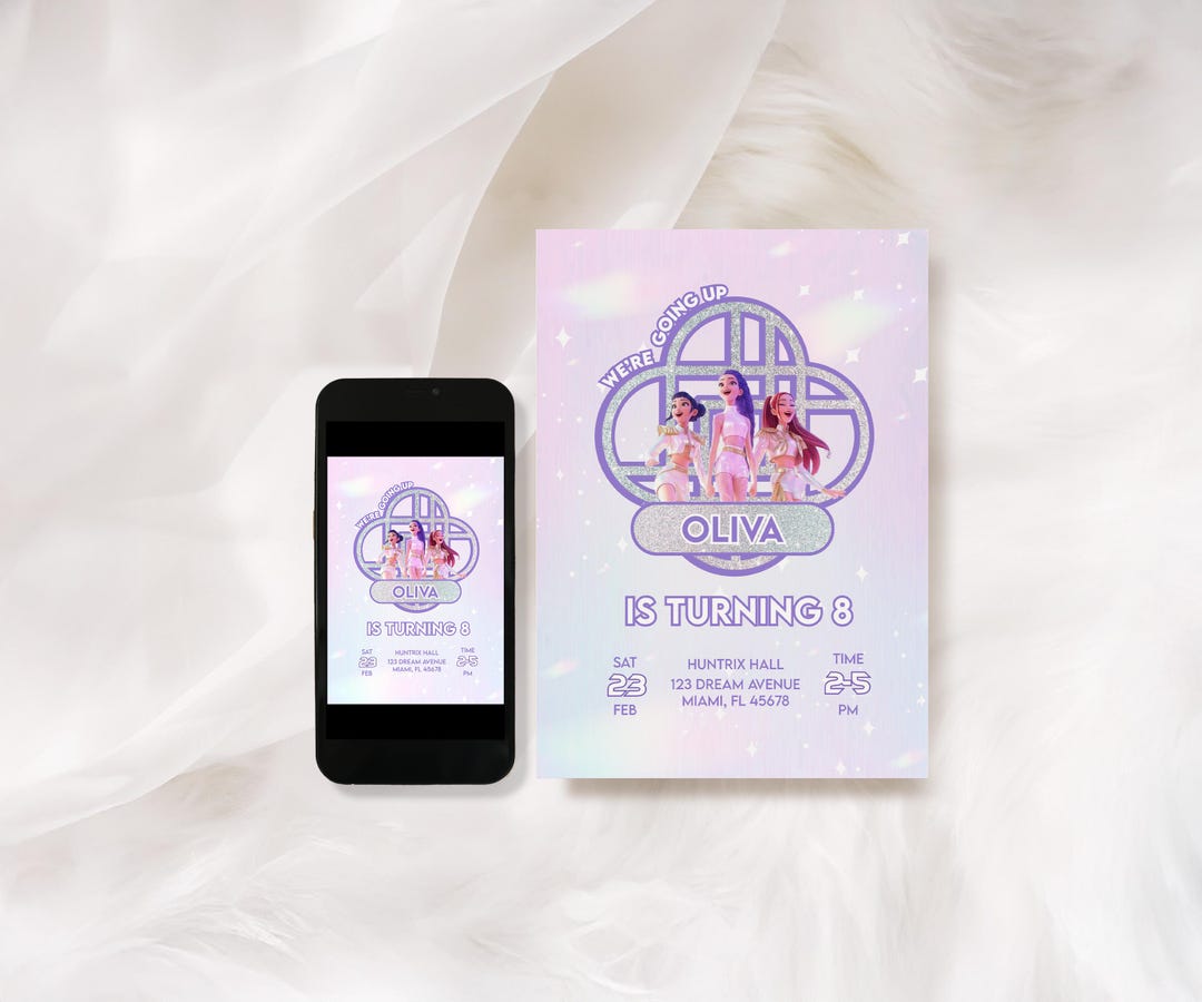 KPOP Birthday Invitation, Editable K-pop Party Theme, Canva Template - Etsy