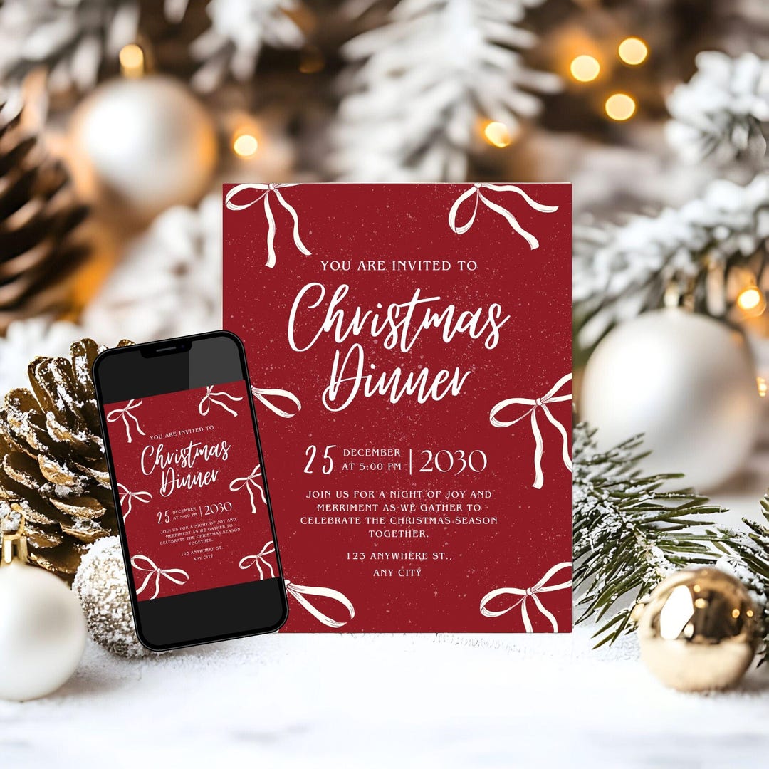 Editable Christmas Dinner Invitation Digital Download Print And