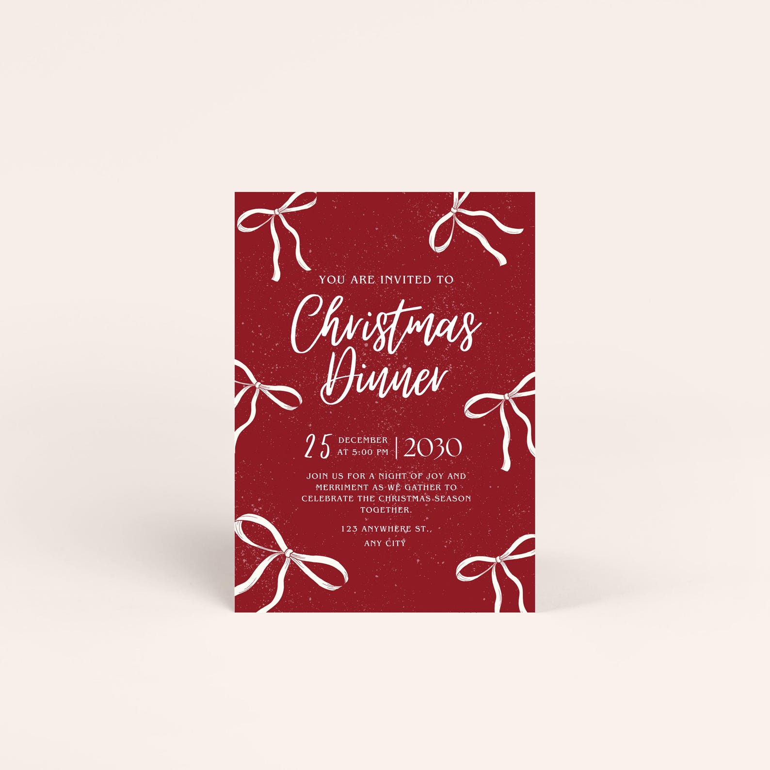 Editable Christmas Dinner Invitation - Digital Download Print and ...