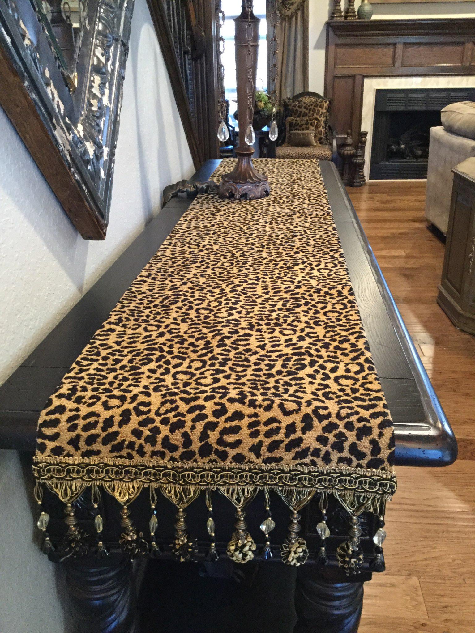 Stunning Leopard Animal Print Table Runner, Traditional and Farmhouse ...