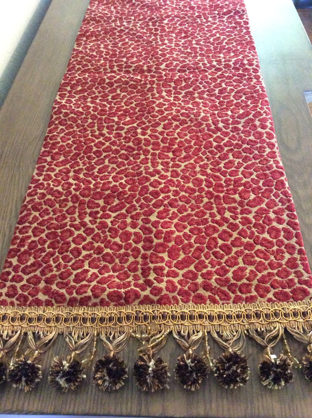 Red Leopard Print Table Runner | Red and Gold Tablecloth | Modern House ...