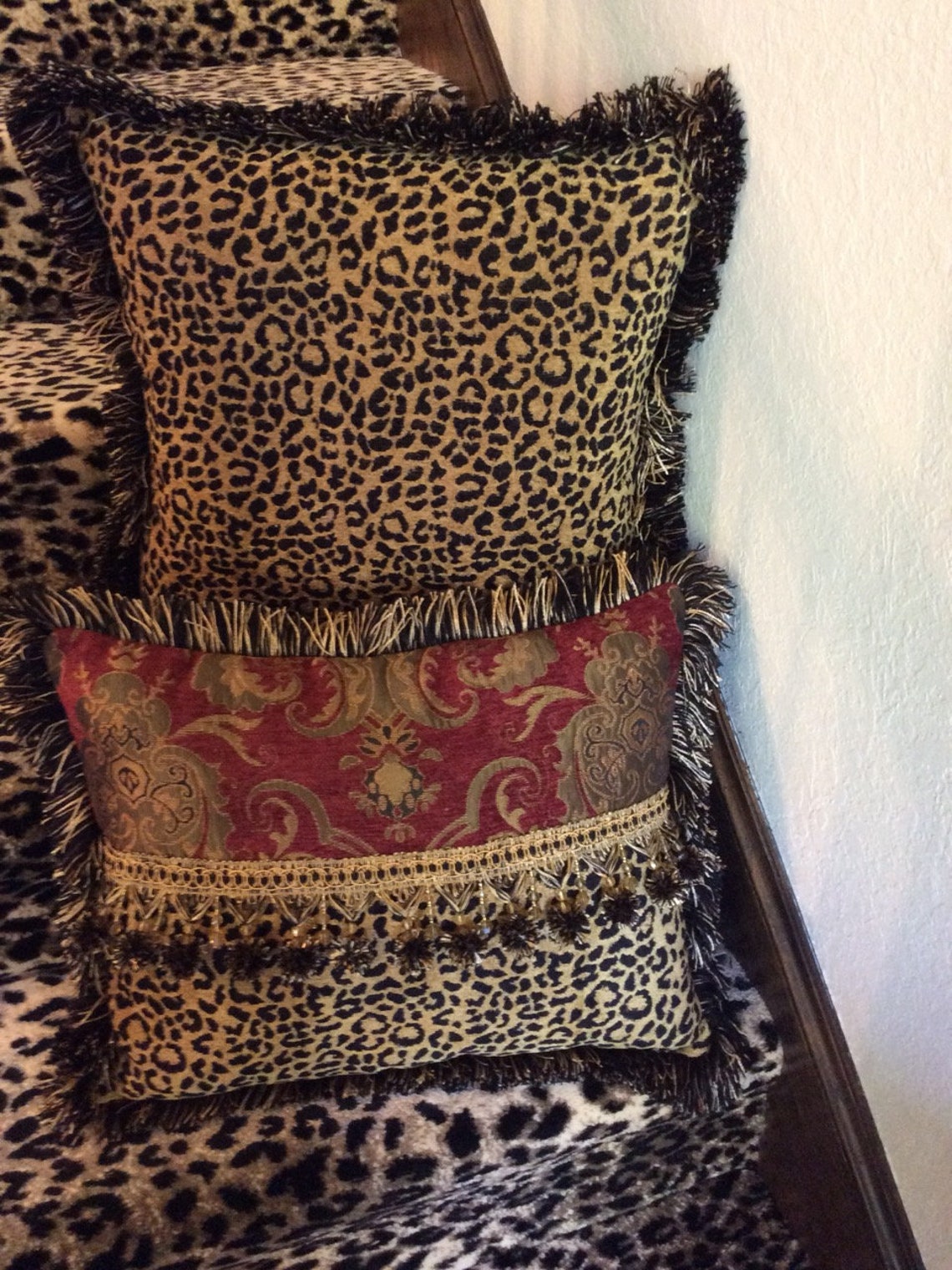 Solid Leopard Pillow (shown in Back) | Leopard Print Design | Custom ...