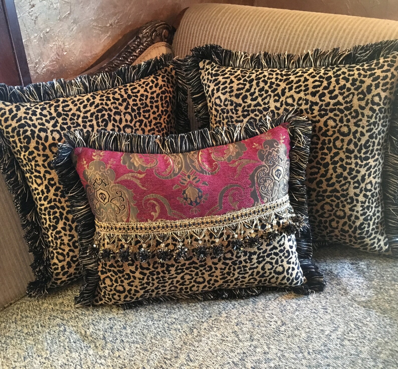Solid Leopard Pillow shown in Back Leopard Print Design | Etsy