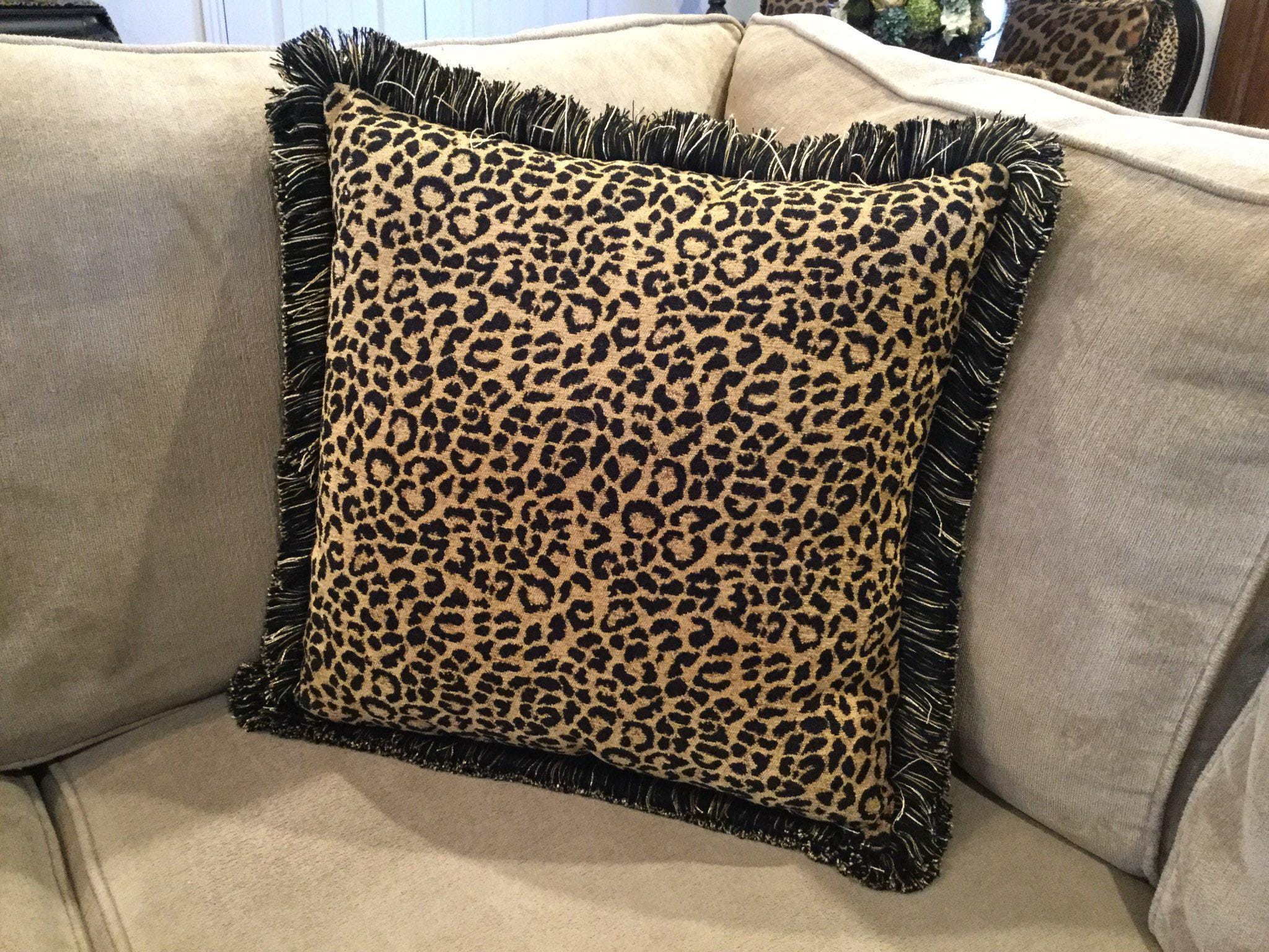 Black and Gold Leopard Pillow (shown in Back) | Leopard Print Design ...