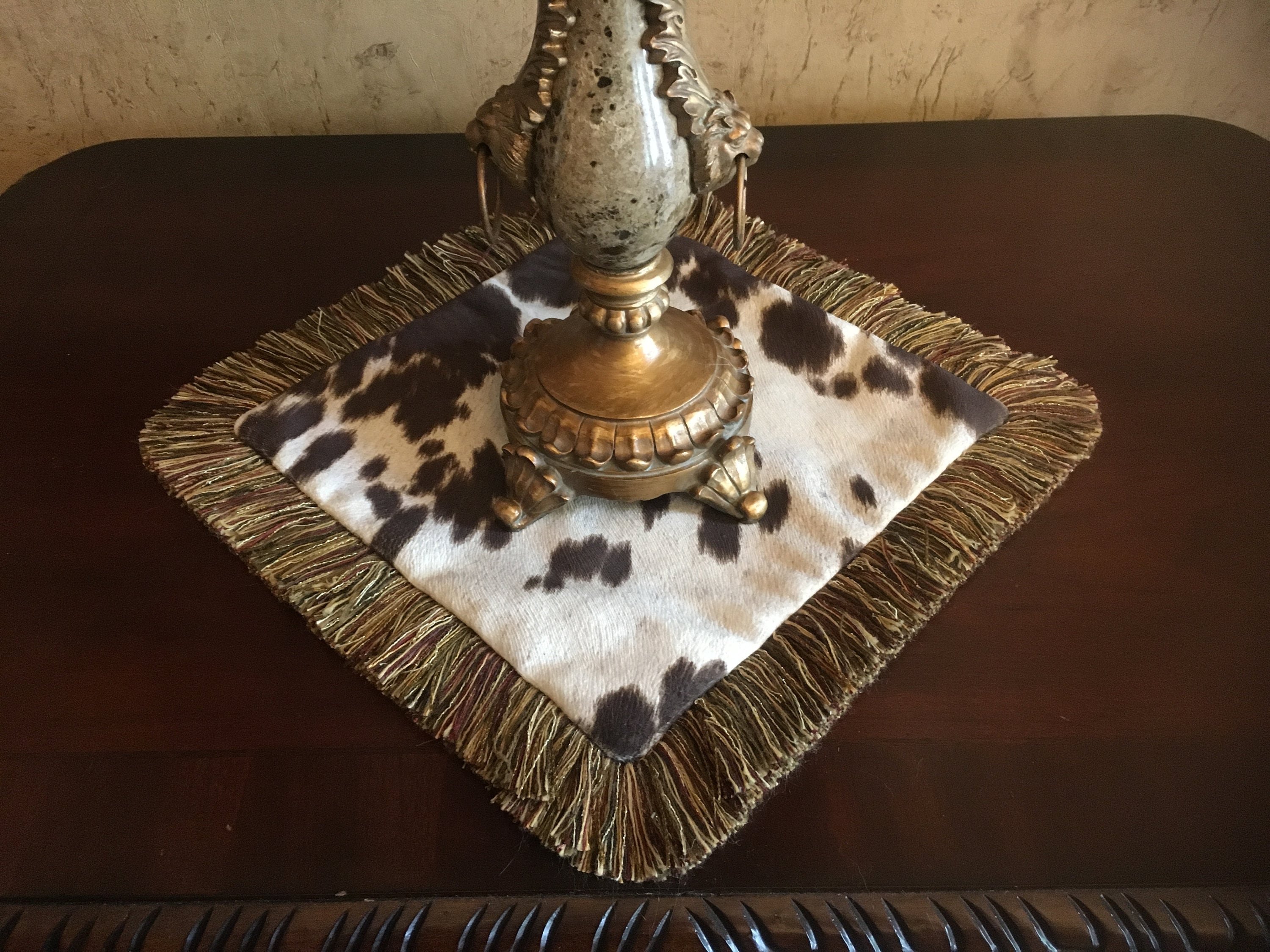 Cow Print Lamp Mat | Farmhouse Animal Print Table Topper | Custom ...