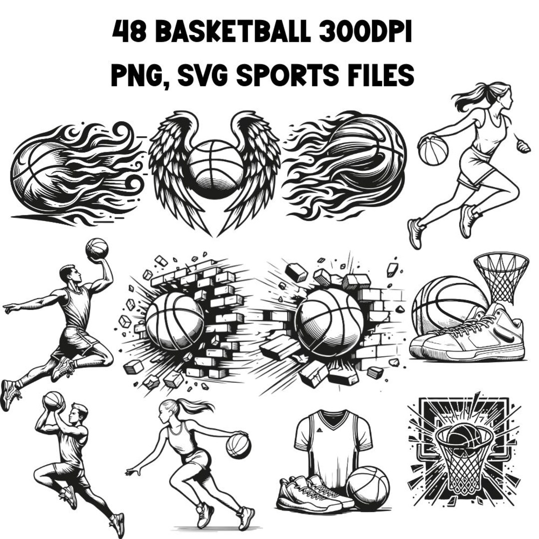Basketball SVG Bundle, 48 Basketball PNG, Cricut Files, Girls ...