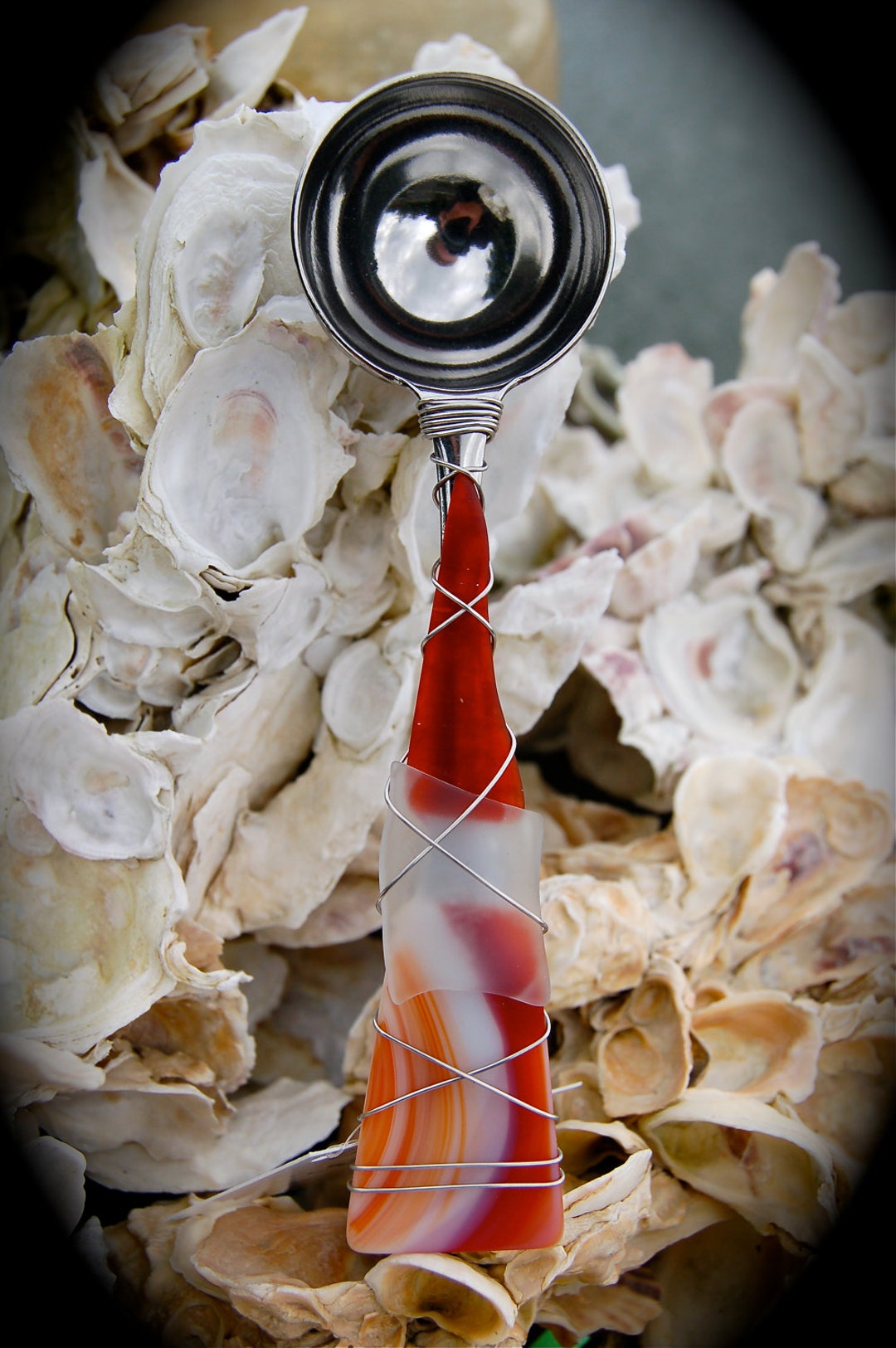 Cherry Red Sea Glass Coffee Scoop: Recycled Bottle Stainless Steel - Etsy