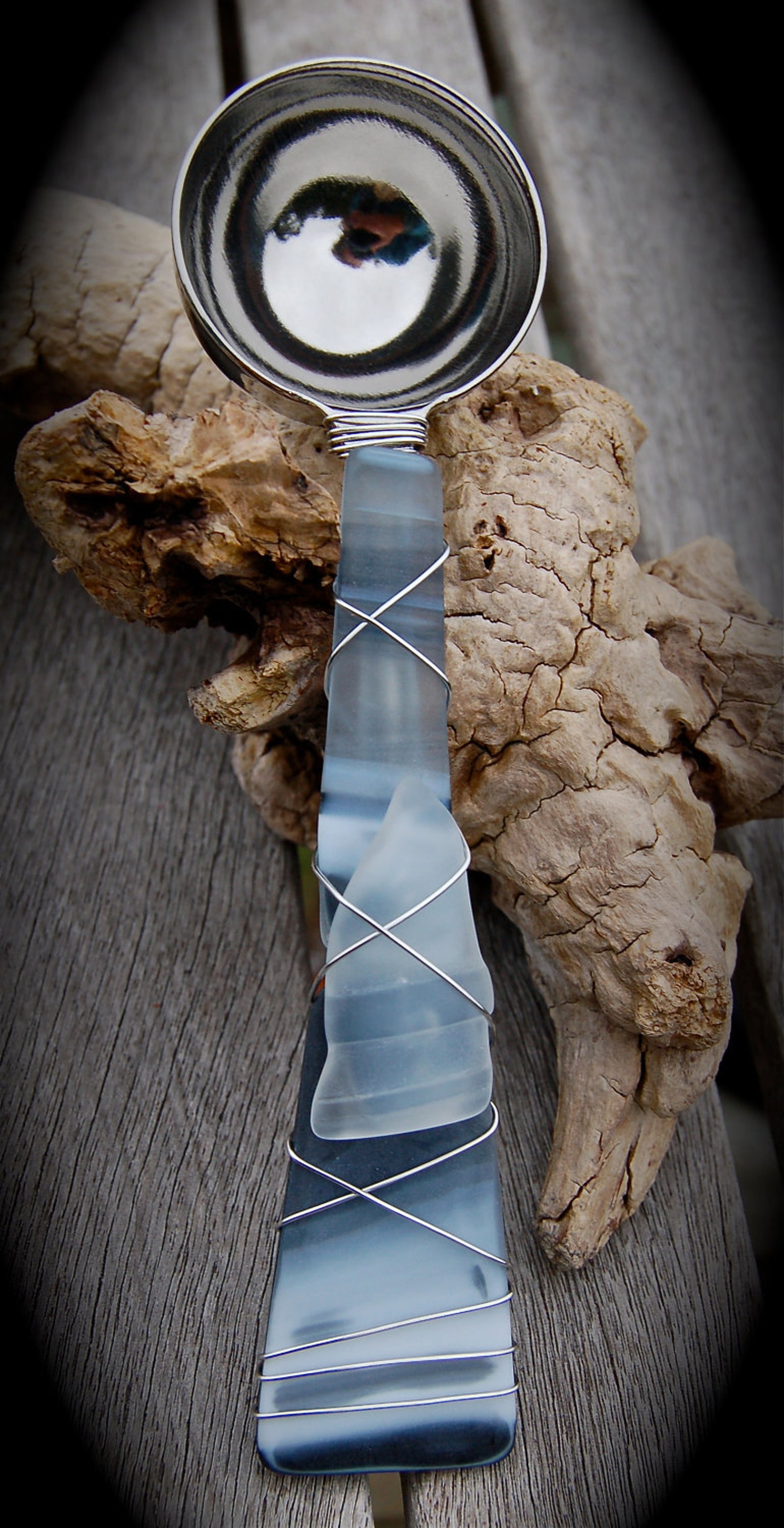 Sea Glass Coffee Scoop: Recycled Black & White Stainless Steel - Etsy