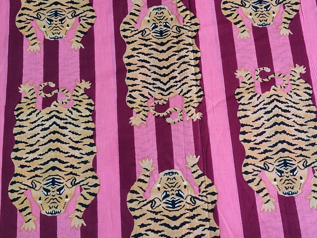 Tiger Stripe Cotton Fabric, Jaipuri Block Printed Fabrics by the Yard ...