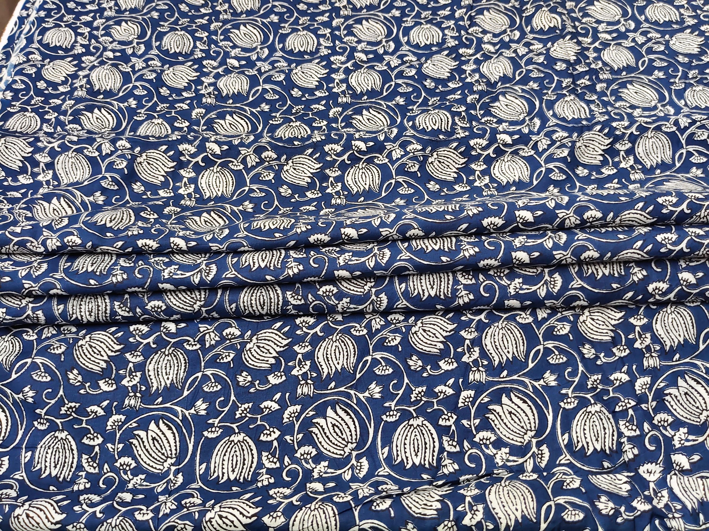 Hand Block Print Cotton Fabric, Sewing Textiles by the Yard, Crafting ...