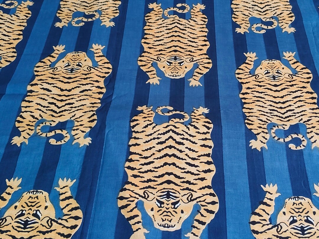 Tiger Stripe Cotton Fabric, Jaipuri Block Printed Fabrics by the Yard ...