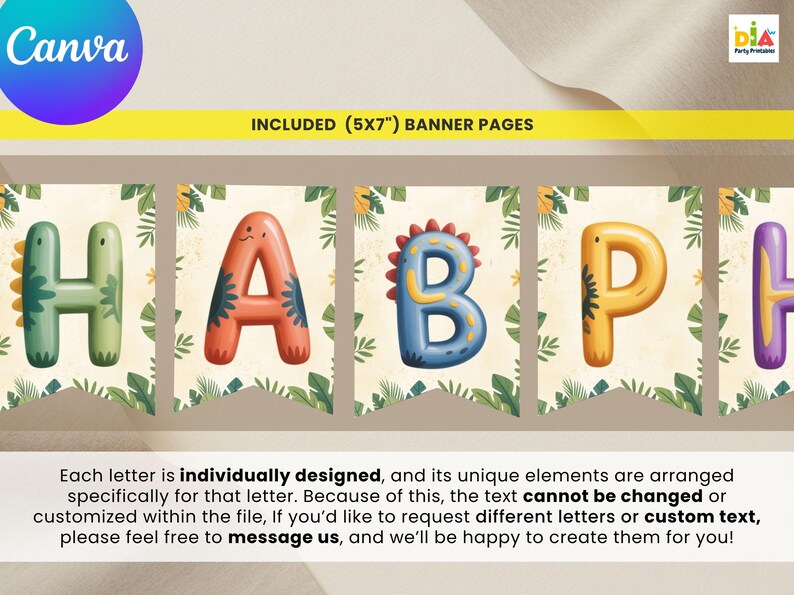 Dinosaur Happy Birthday Banner Template, Dino Birthday Printable ...