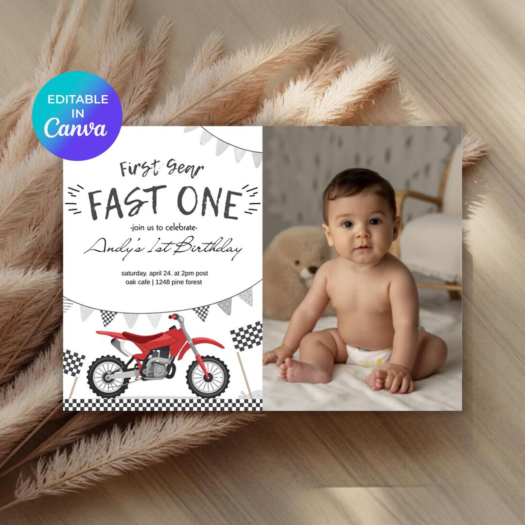 Fast One 1st Birthday Invitation Template, Printable Baby Birthday ...