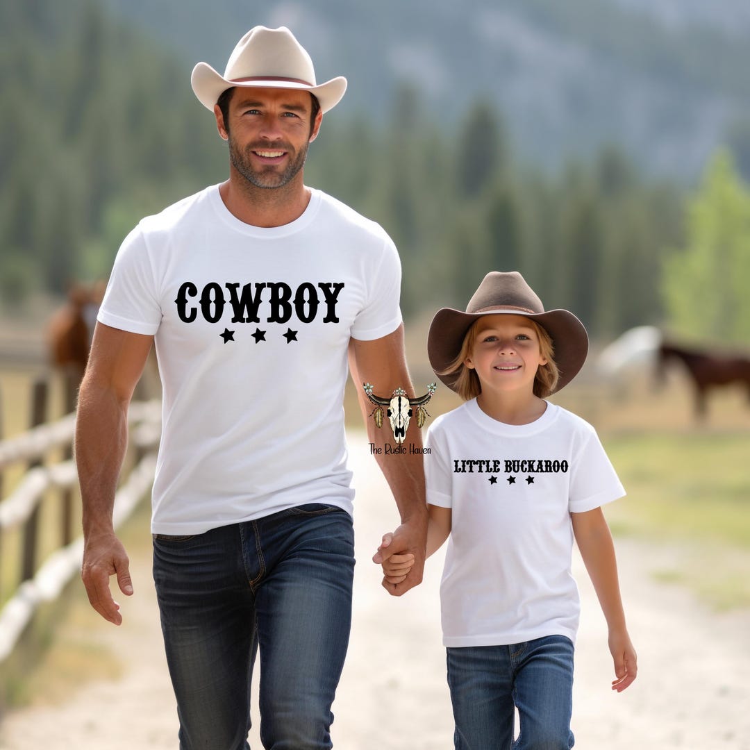 Cowboy & Little Buckaroo PNG Bundle: Western Dad and Son Shirt Design ...