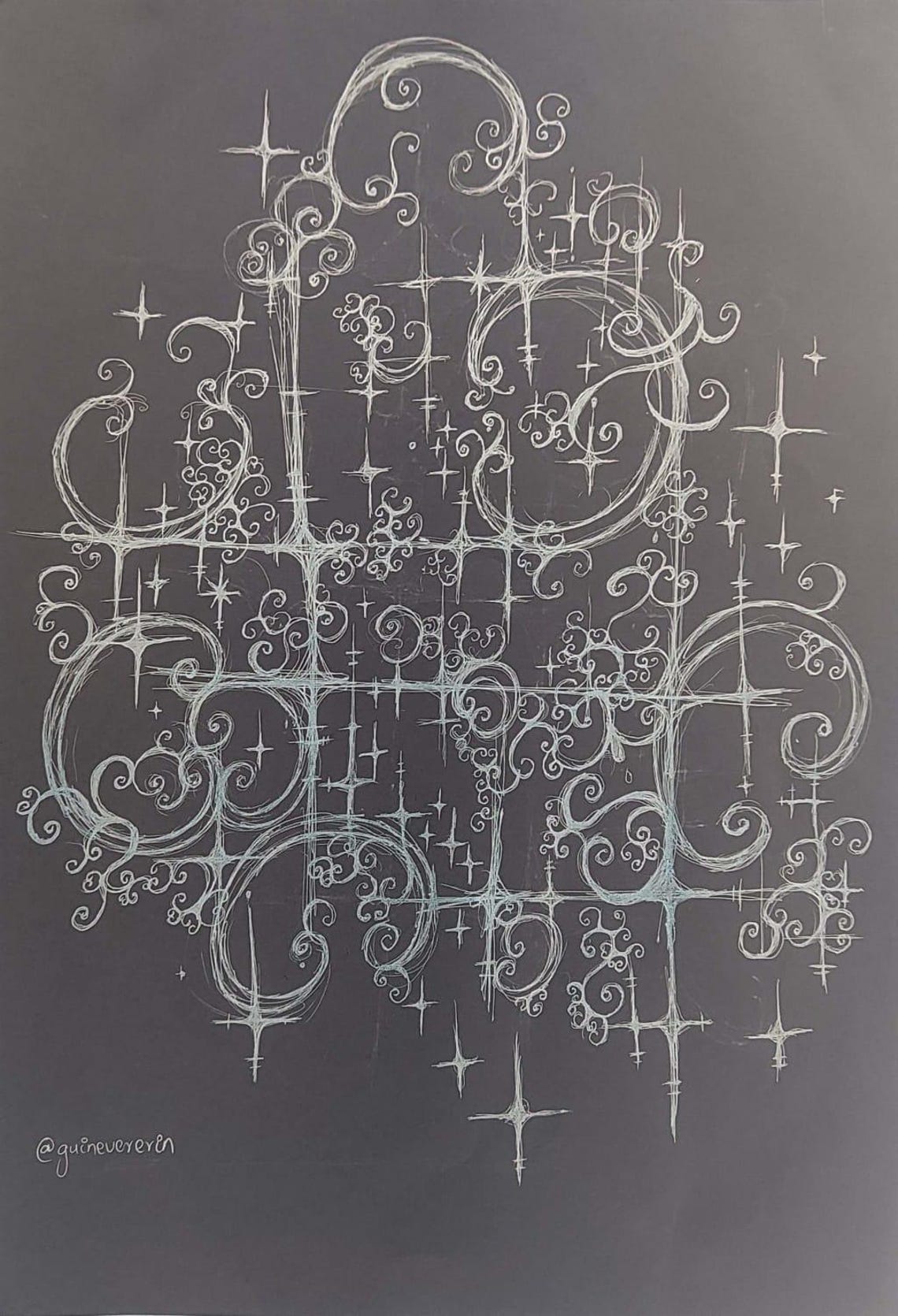 Hand-drawn Abstract Swirl & Star Pattern | Intricate Black Ink Art ...