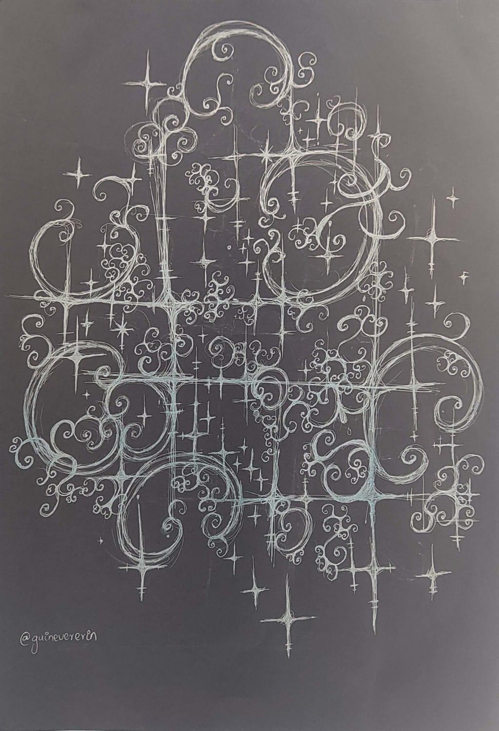 Hand-drawn Abstract Swirl & Star Pattern | Intricate Black Ink Art ...