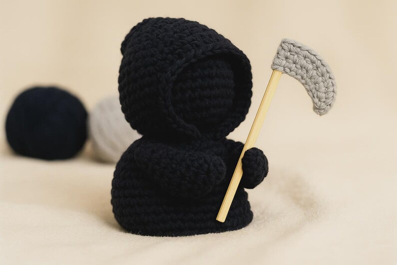 Grim Reaper Crochet Pattern PDF | Halloween Amigurumi Doll | Scythe Plush Toy | Gothic Spooky ...