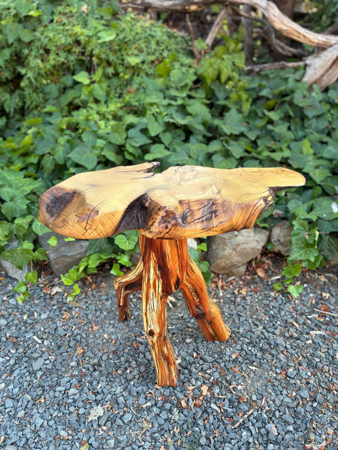 Natural Wood Side Table Rustic Home Furnishings Sustainably Handcrafted ...