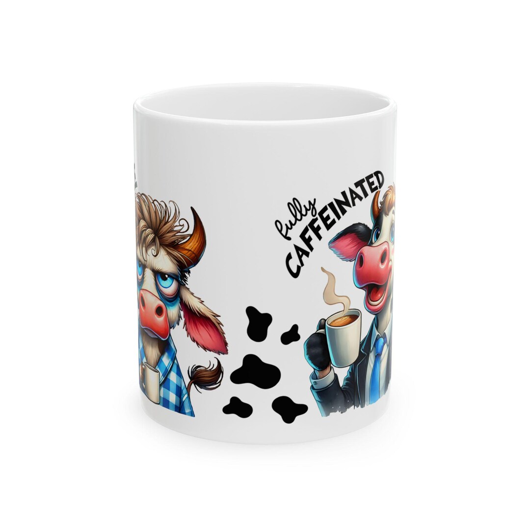 Caffeinated Cows Mug | Cute Cow Coffee Ceramic Mug - Etsy