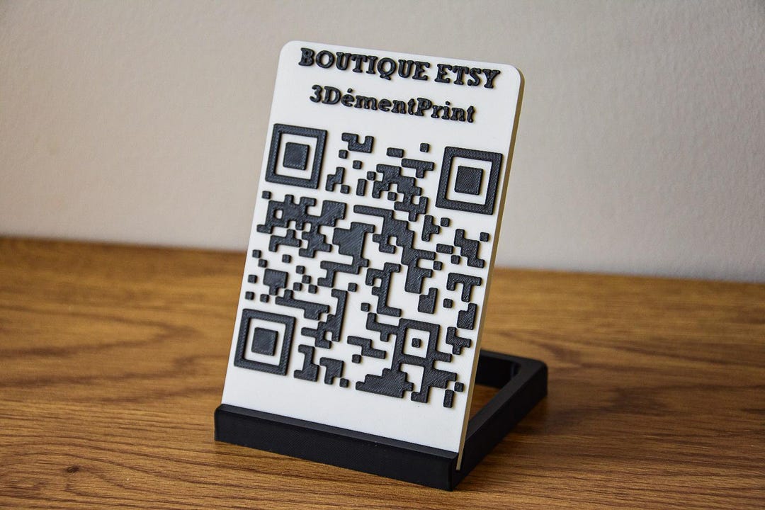 Custom 3D Printed QR Code Sign - Tabletop Display for Shop or Event ...