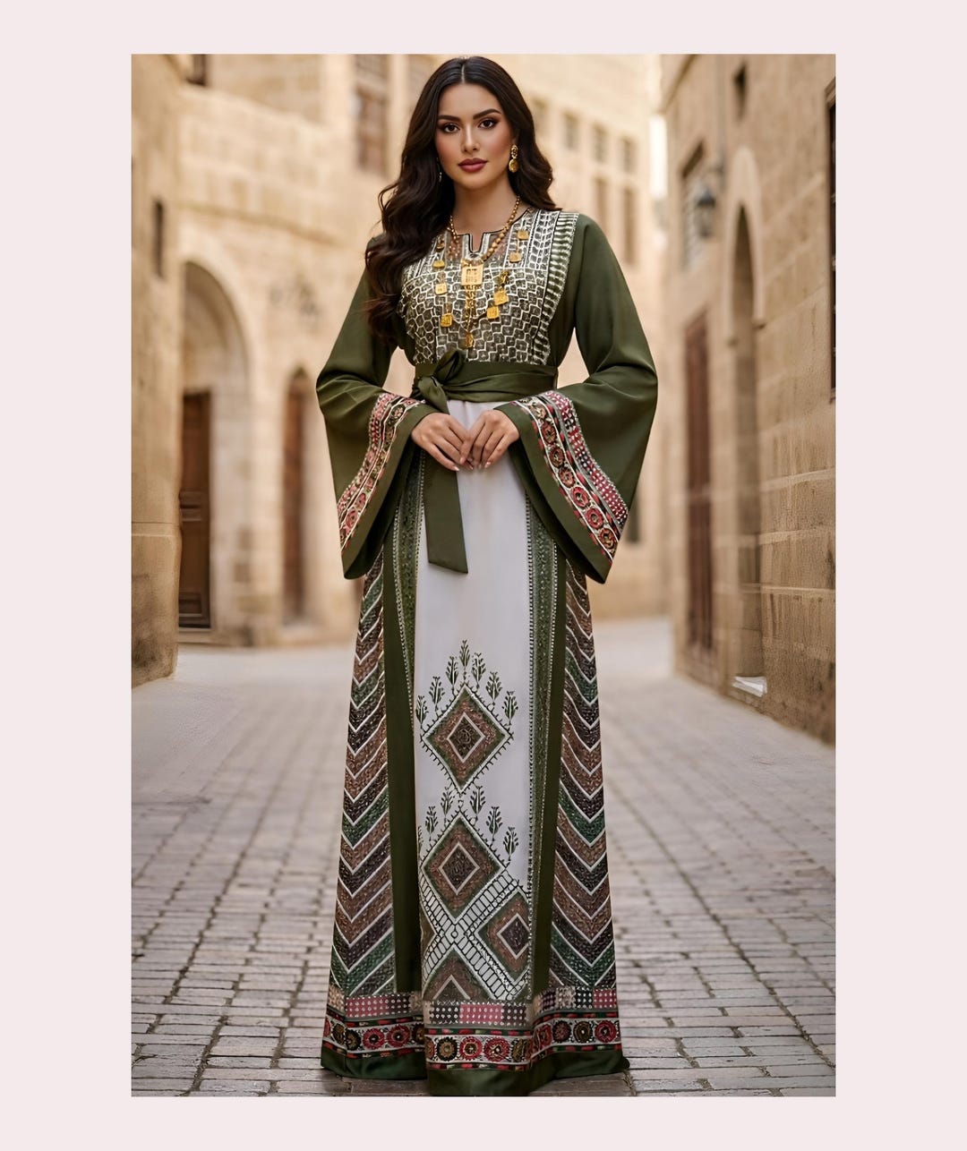 Palestinian Thobe With Head Piece for Women, Traditional Tatreez ...